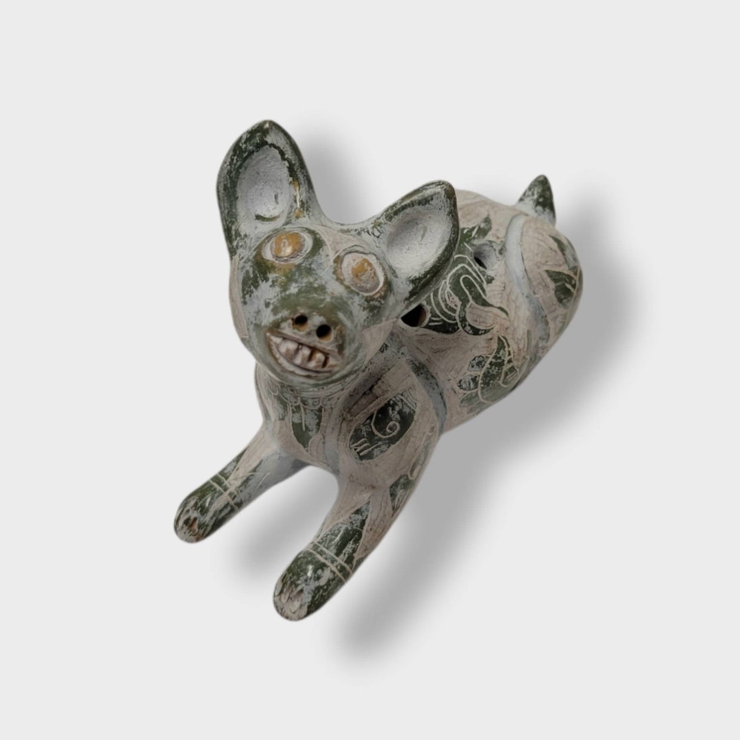 Dog Flute, #2, Maya, Aztec, Xoloitzcuintle, Replica, Hand Painted ...