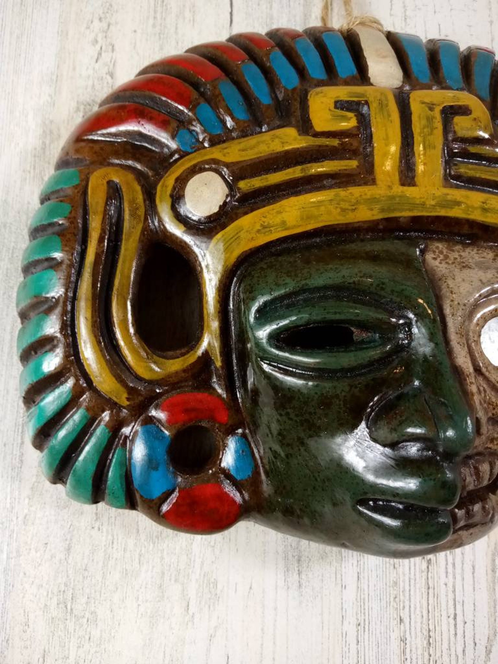 Life and Death 1 mask Maya Aztec Replica Hand Painted | Etsy