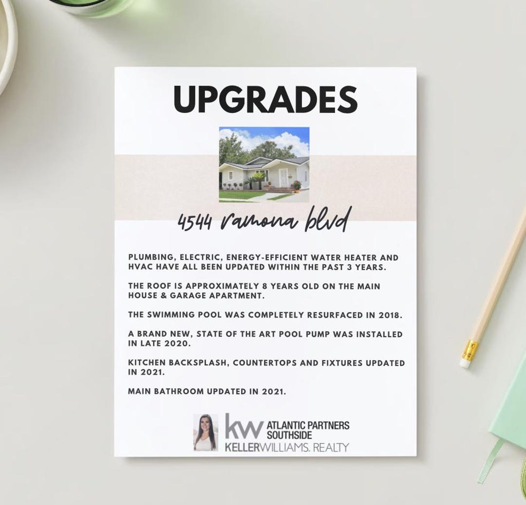 Real Estate Upgrade List Template Design | Realtor Templates | Real ...