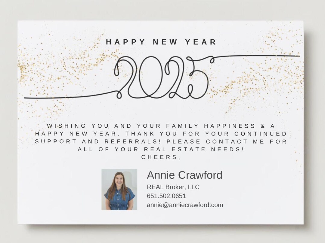 Realtor Happy New Years- Realtor Holiday Card | Editable PDF | Realtor ...