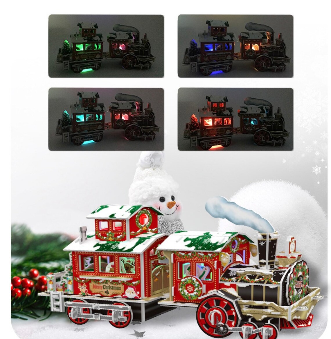 Christmas Train Model With Led Lights - 3D Puzzle(two Boxes) - Etsy