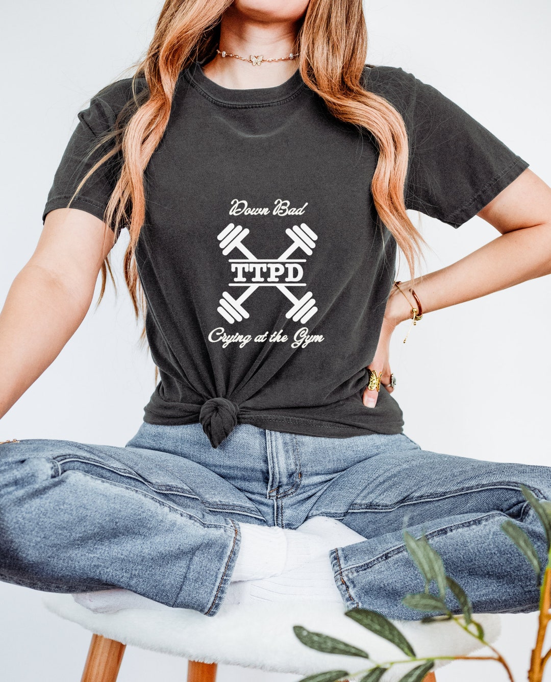 DOWN BAD Crying at the Gym Oversized T Shirt Ttpd Fitness Club the ...