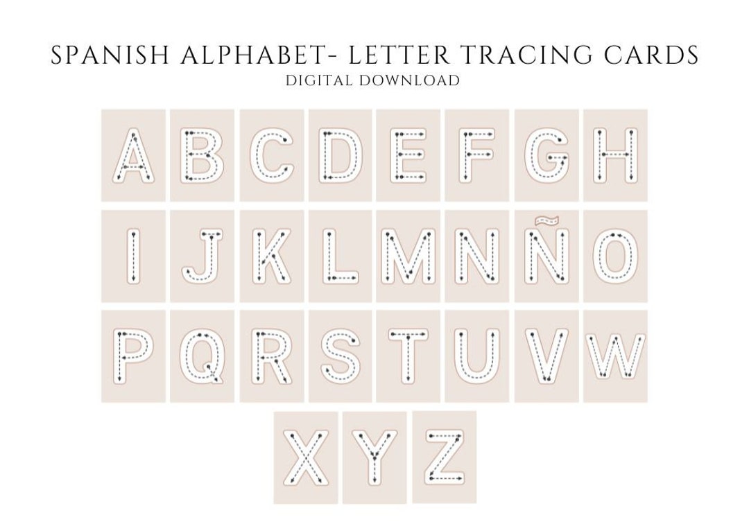 Spanish Alphabet Letter Tracing Cards, Letter Tracing, Homeschool ...