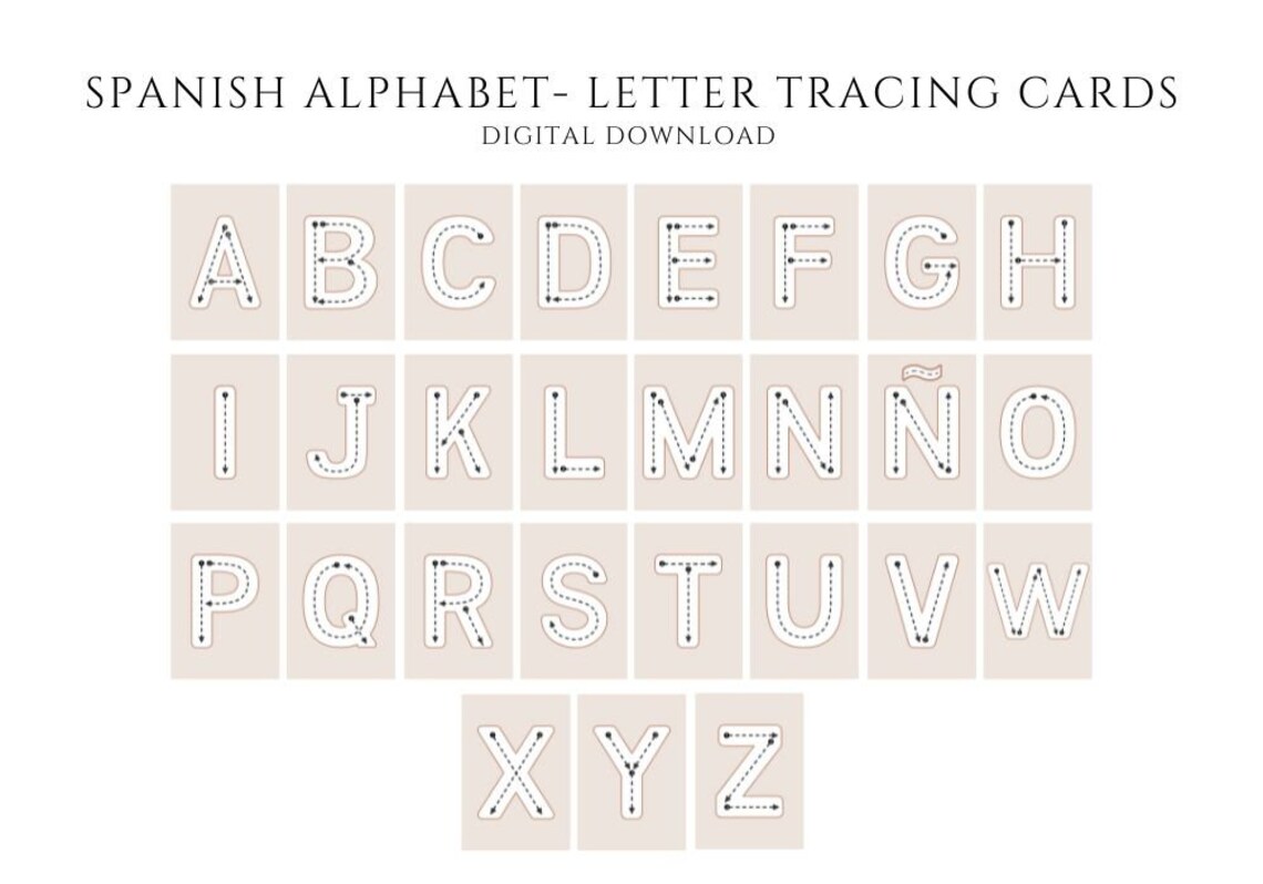 Spanish Alphabet Letter Tracing Cards, Letter Tracing, Homeschool ...