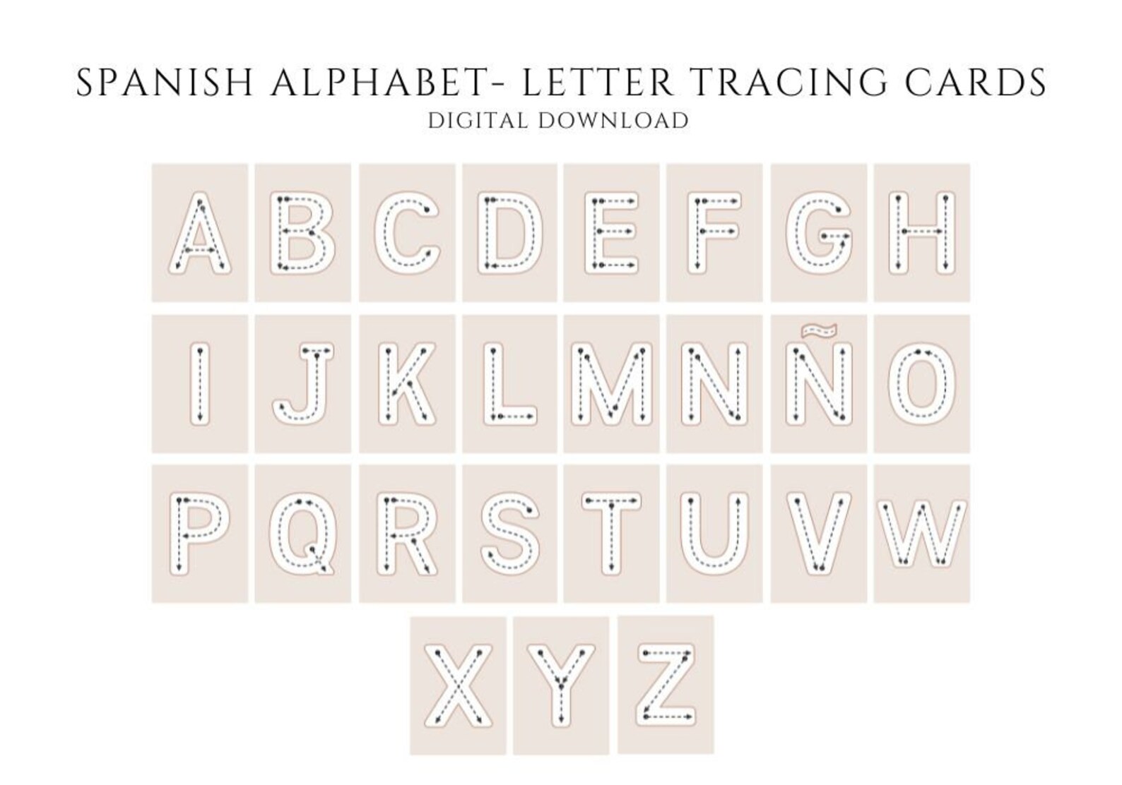 Spanish Alphabet Letter Tracing Cards, Letter Tracing, Homeschool ...