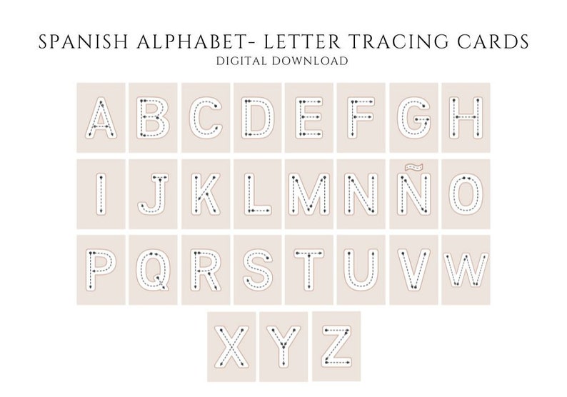 Spanish Alphabet Letter Tracing Cards, Letter Tracing, Homeschool ...