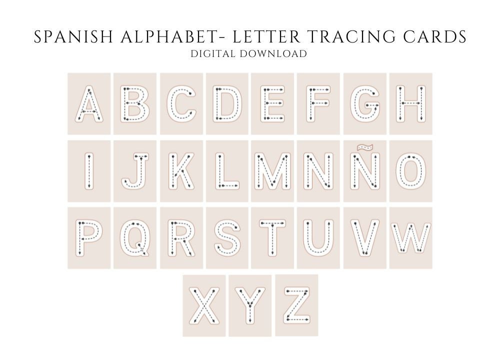 Spanish Alphabet Letter Tracing Cards, Letter Tracing, Homeschool ...