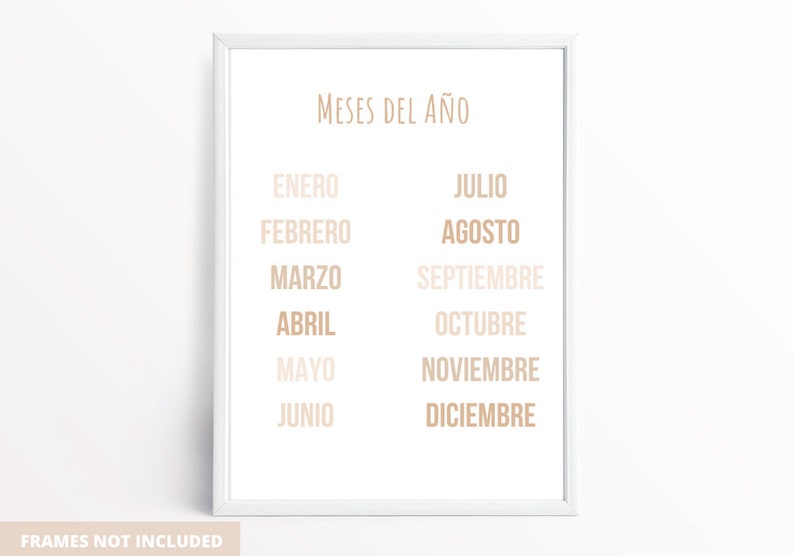 Spanish Days, Months, Weather Set of 3, Preschool, Playroom, Nursery ...