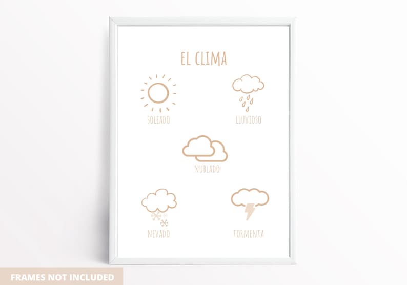 Spanish Days, Months, Weather Set of 3, Preschool, Playroom, Nursery ...