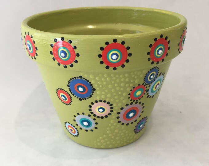 Stylized, Dot Art, Hand Painted, Terracotta Pot, Clay Pot, Dotted, One ...