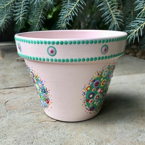 Stylized, Dot Art, Hand Painted, Terracotta Pot, Clay Pot, Dotted, One ...