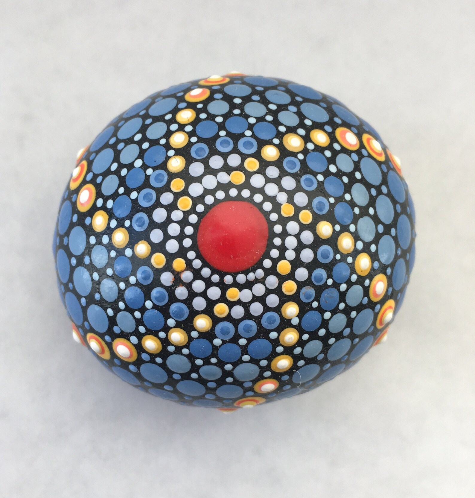 Mandala, Dot Art, Hand Painted, Natural Stone, Dotted, Dot-on-dot ...
