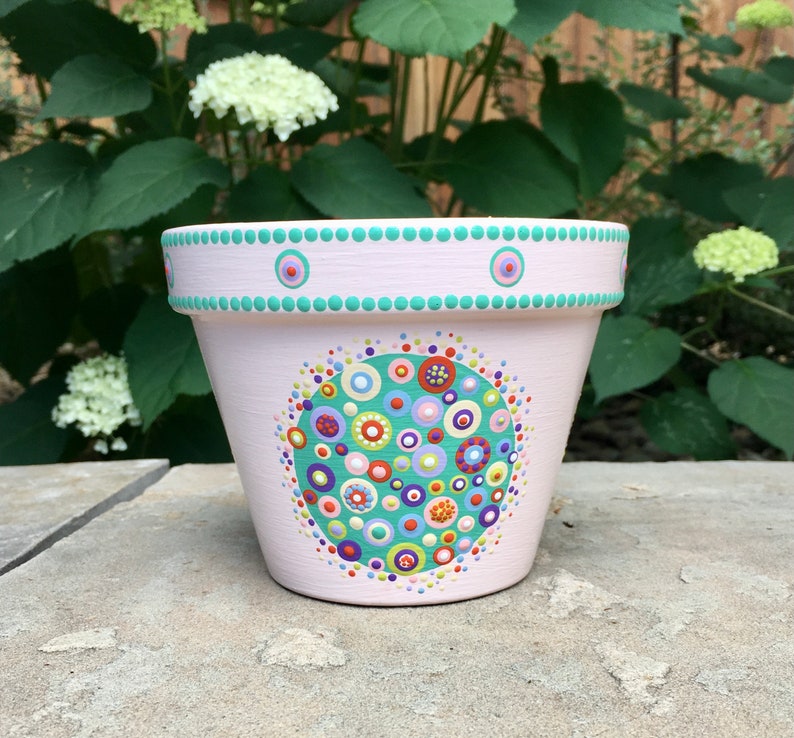 Stylized, Dot Art, Hand Painted, Terracotta Pot, Clay Pot, Dotted, One ...