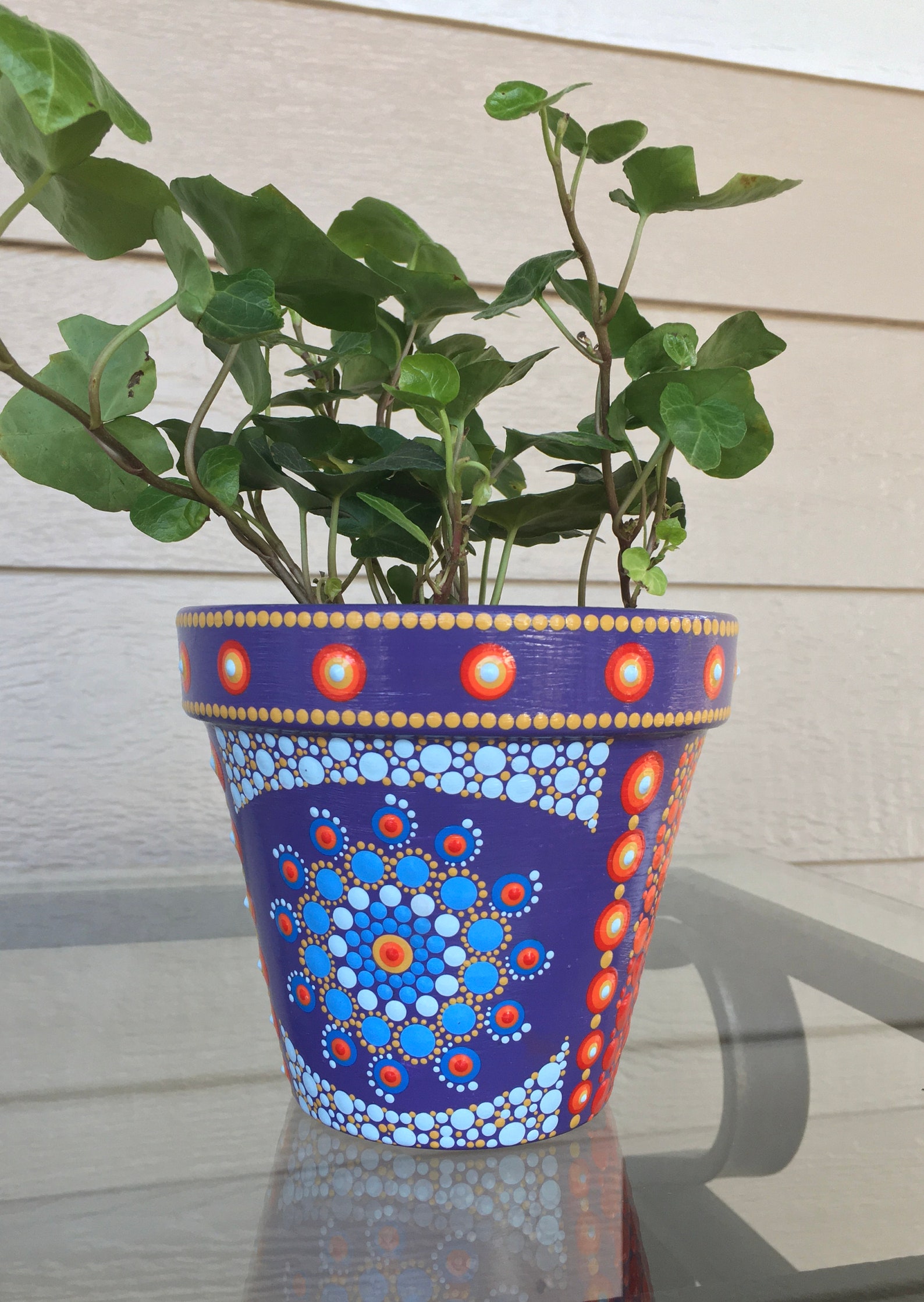 Stylized, Dot Art, Hand Painted, Terracotta Pot, Clay Pot, Dotted, One ...