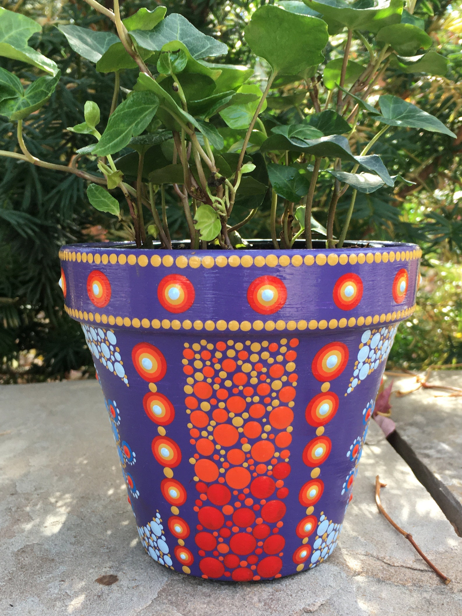 Stylized, Dot Art, Hand Painted, Terracotta Pot, Clay Pot, Dotted, One ...