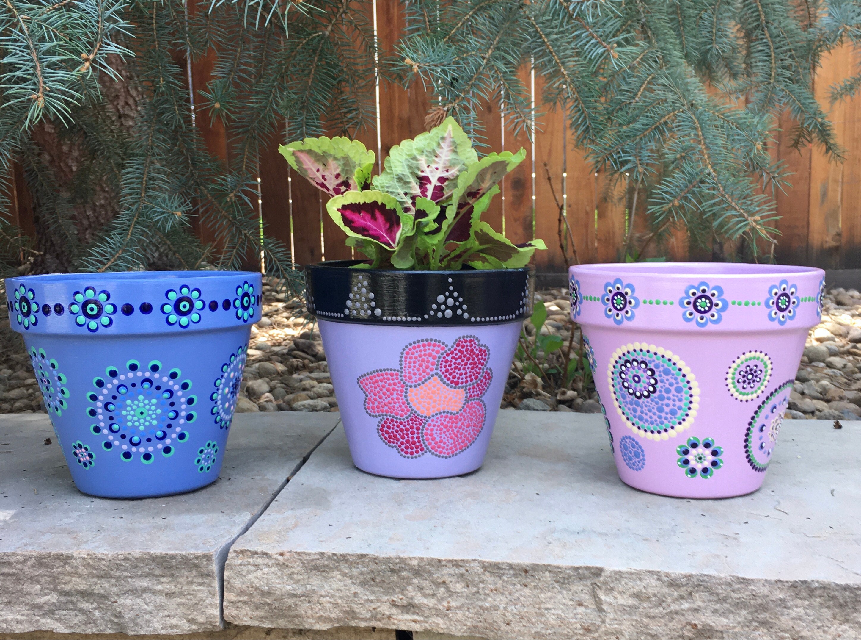 Stylized, Dot Art, Hand Painted, Terracotta Pot, Clay Pot, Dotted, One ...