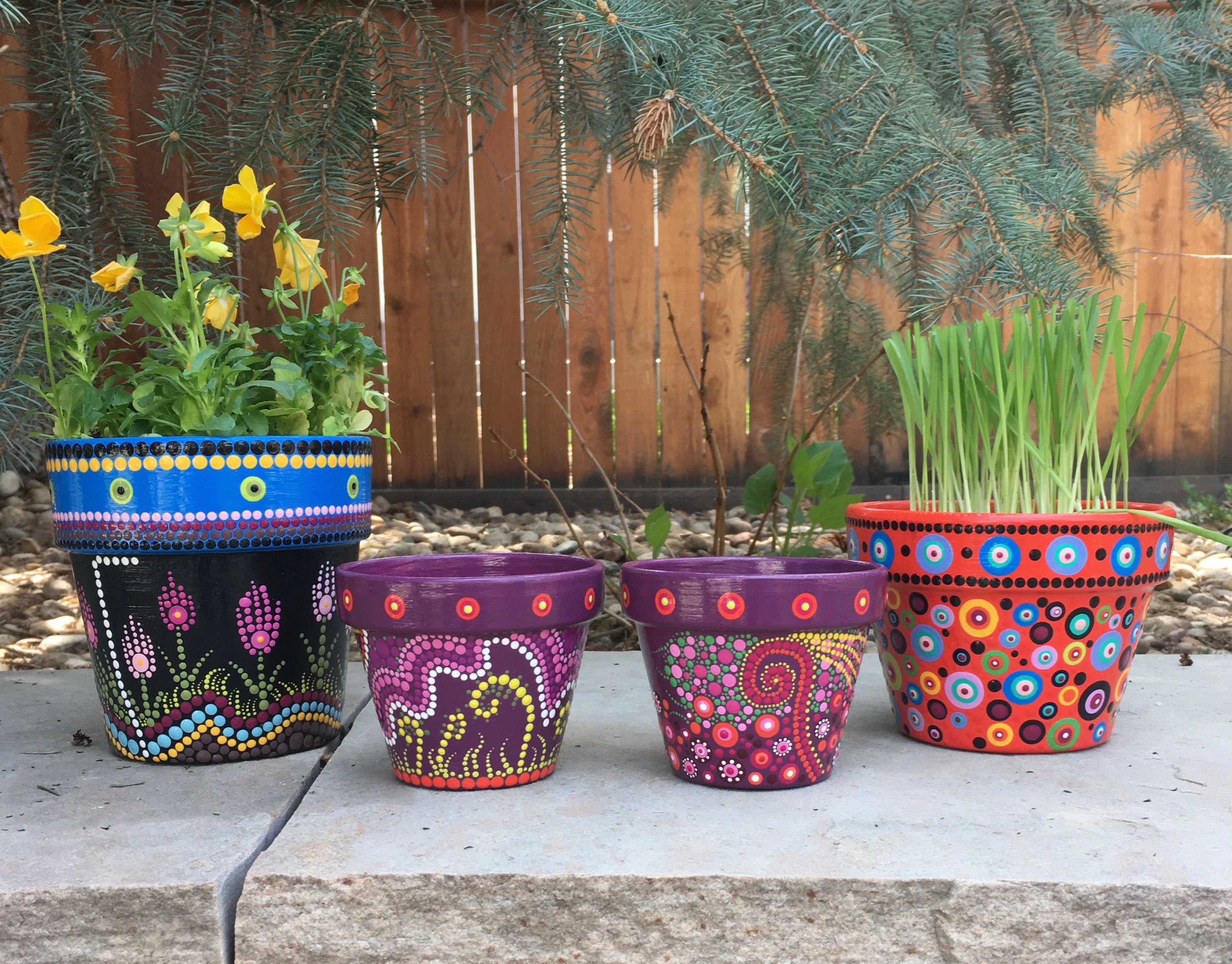 Stylized, Dot Art, Hand Painted, Terracotta Pot, Clay Pot, Dotted, One ...