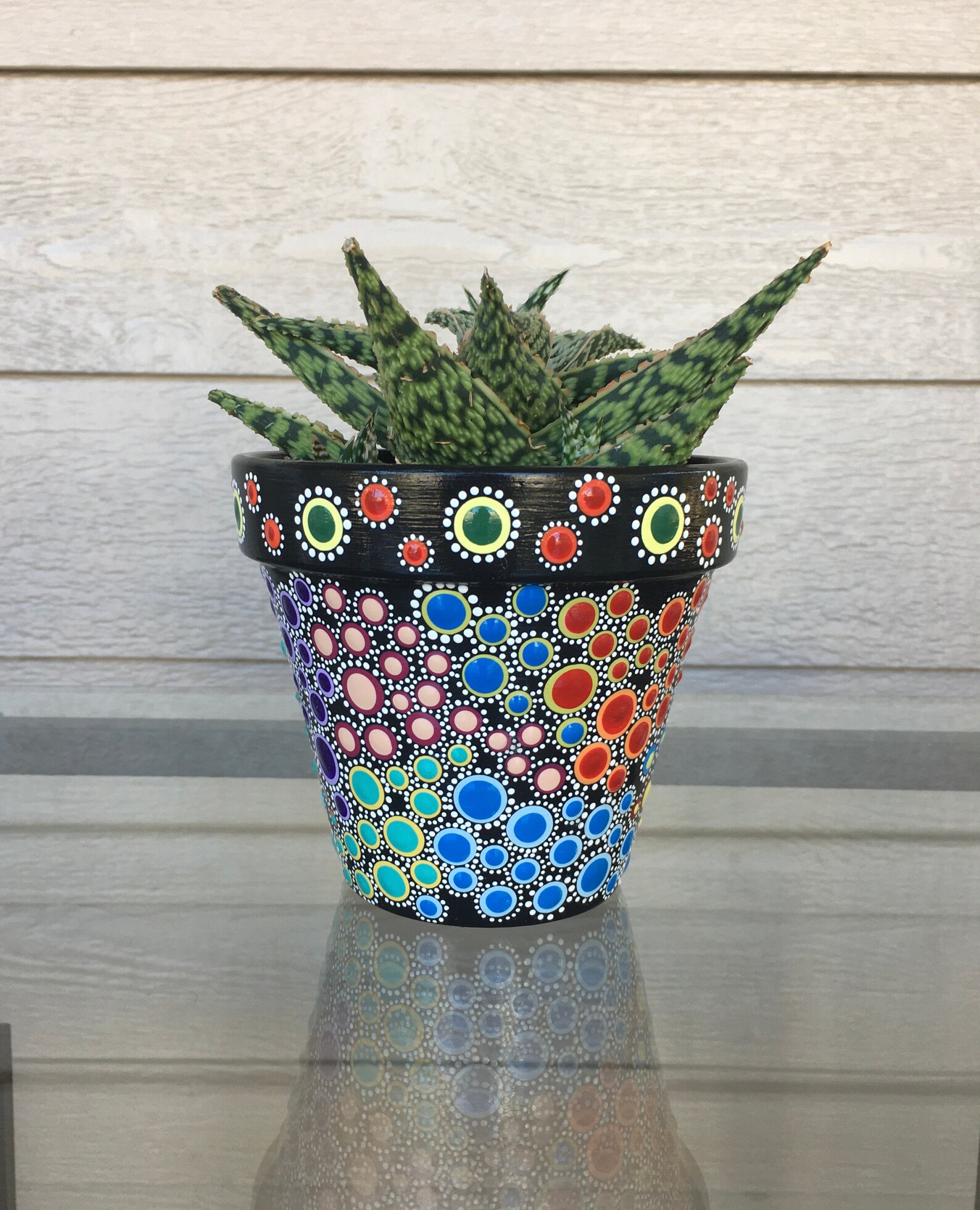 Stylized, Dot Art, Hand Painted, Terracotta Pot, Clay Pot, Dotted, One ...