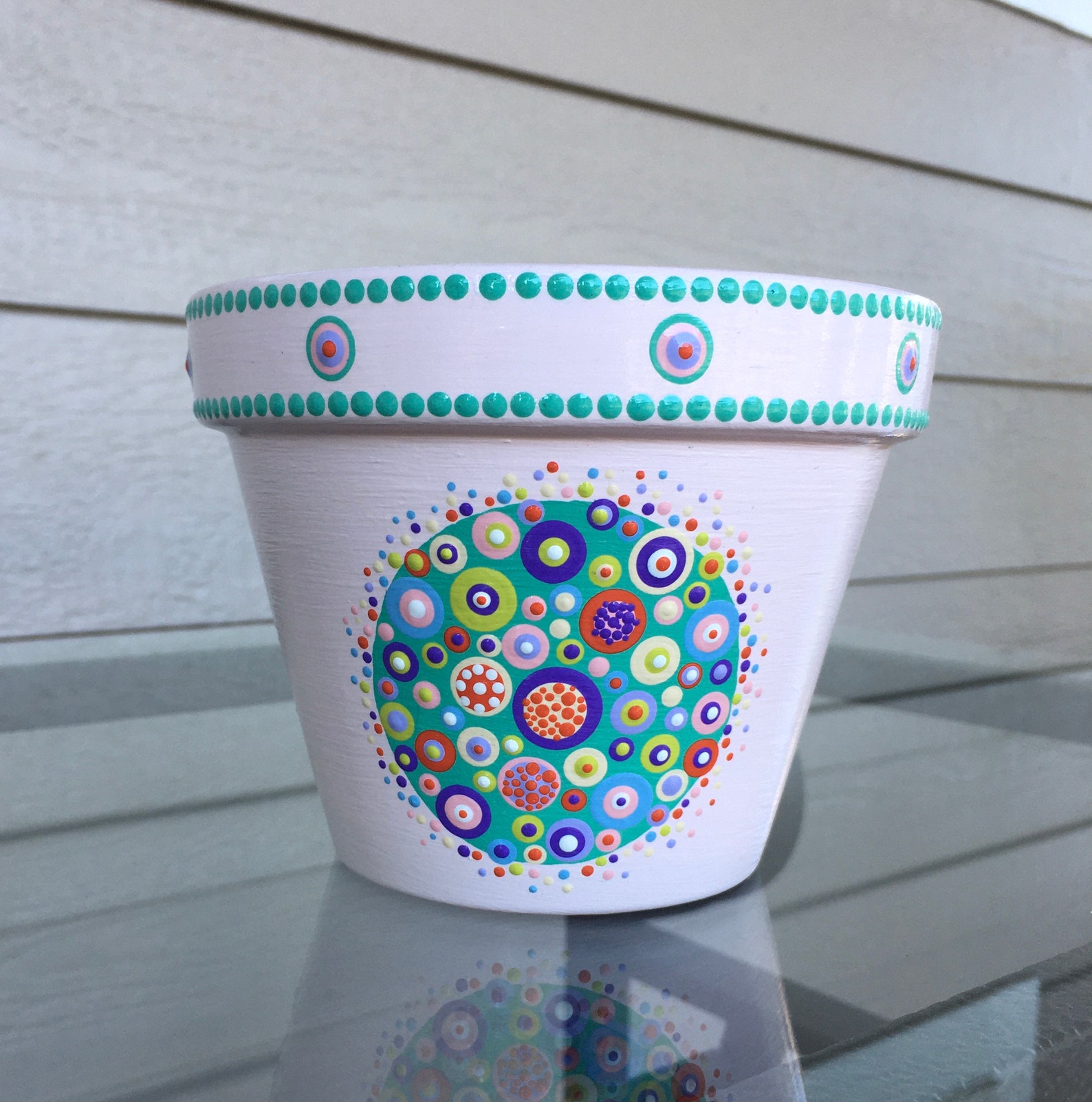 Stylized, Dot Art, Hand Painted, Terracotta Pot, Clay Pot, Dotted, One ...