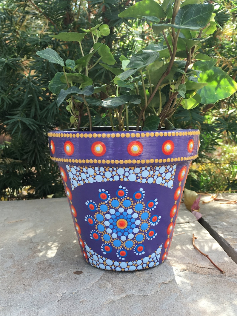 Stylized, Dot Art, Hand Painted, Terracotta Pot, Clay Pot, Dotted, One ...