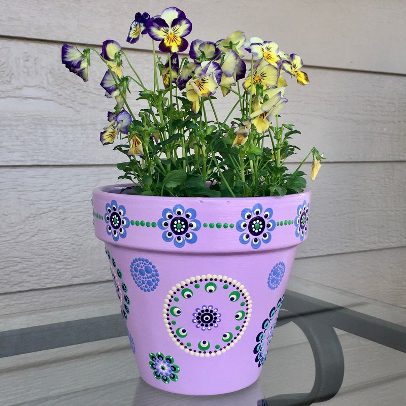 Painted Clay Pot - Etsy