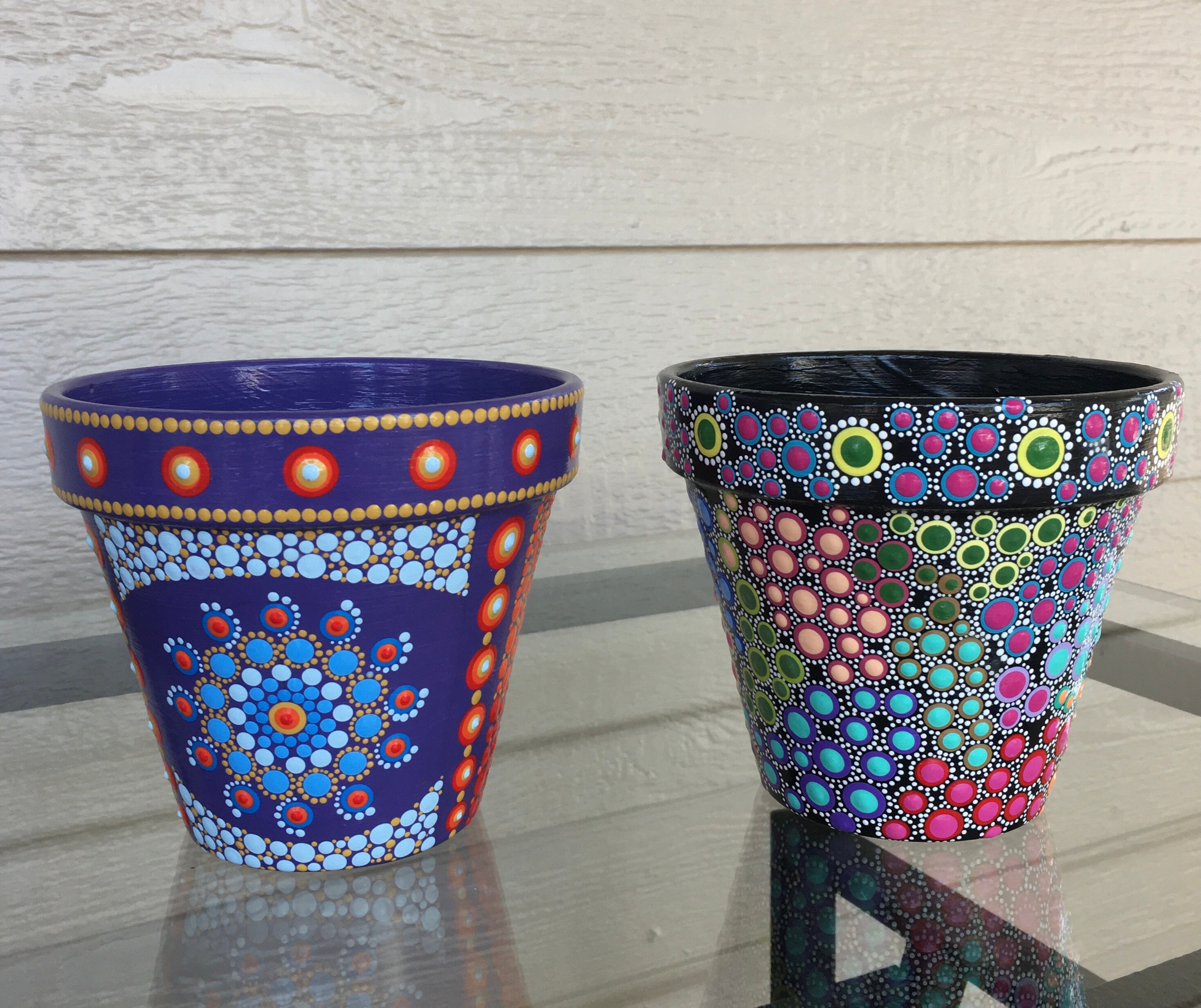 Stylized, Dot Art, Hand Painted, Terracotta Pot, Clay Pot, Dotted, One ...