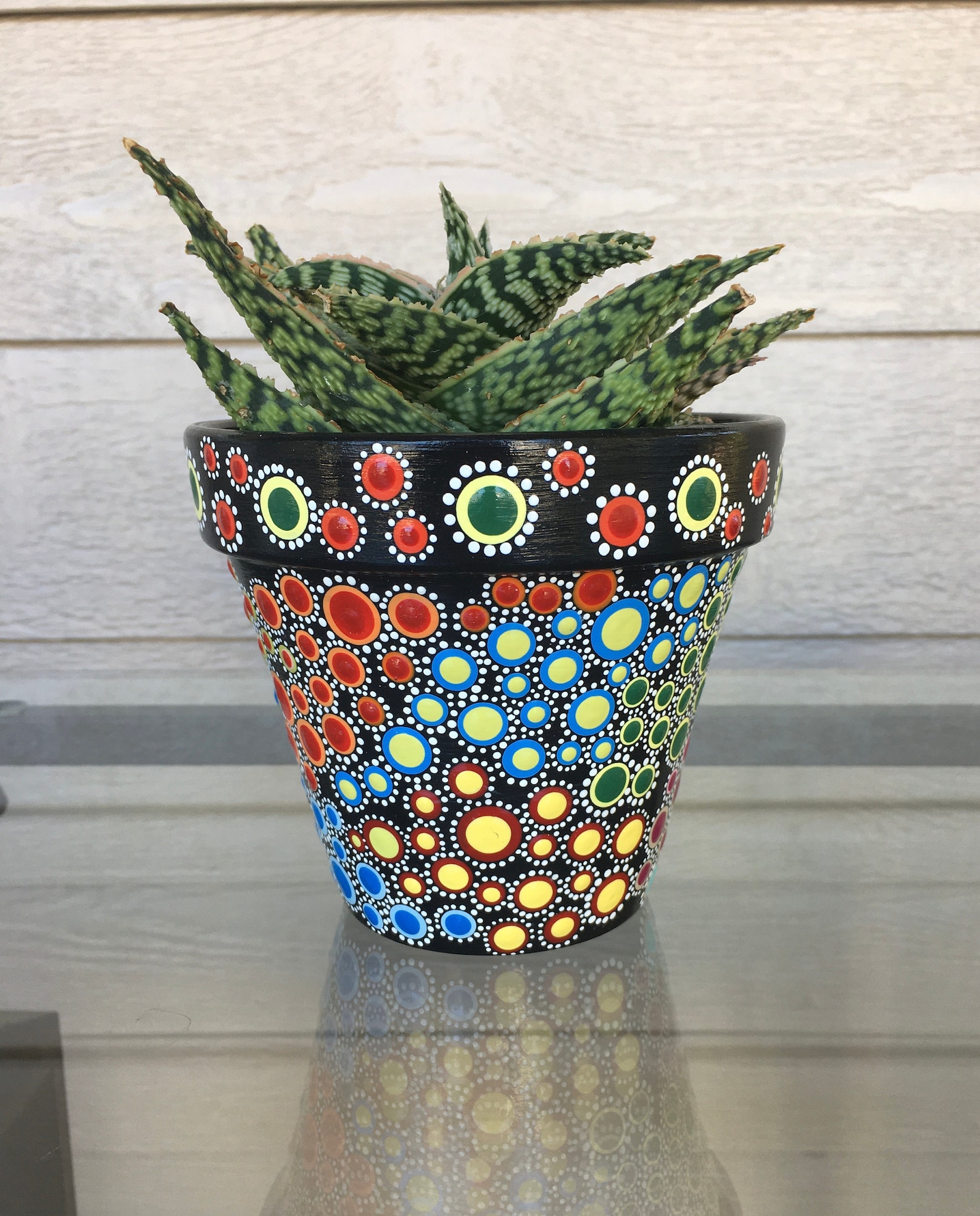 Stylized, Dot Art, Hand Painted, Terracotta Pot, Clay Pot, Dotted, One ...