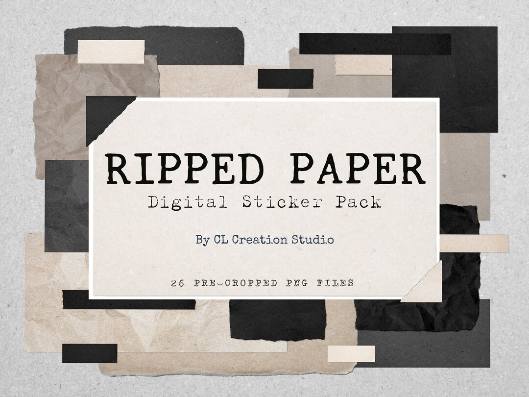 Ripped Paper Digital Sticker Pack Clipart | Digital Decorations for ...