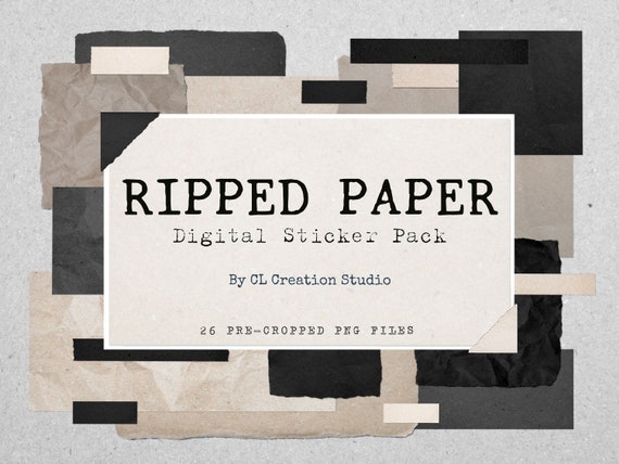 Ripped Paper Digital Sticker Pack Clipart Digital | Etsy