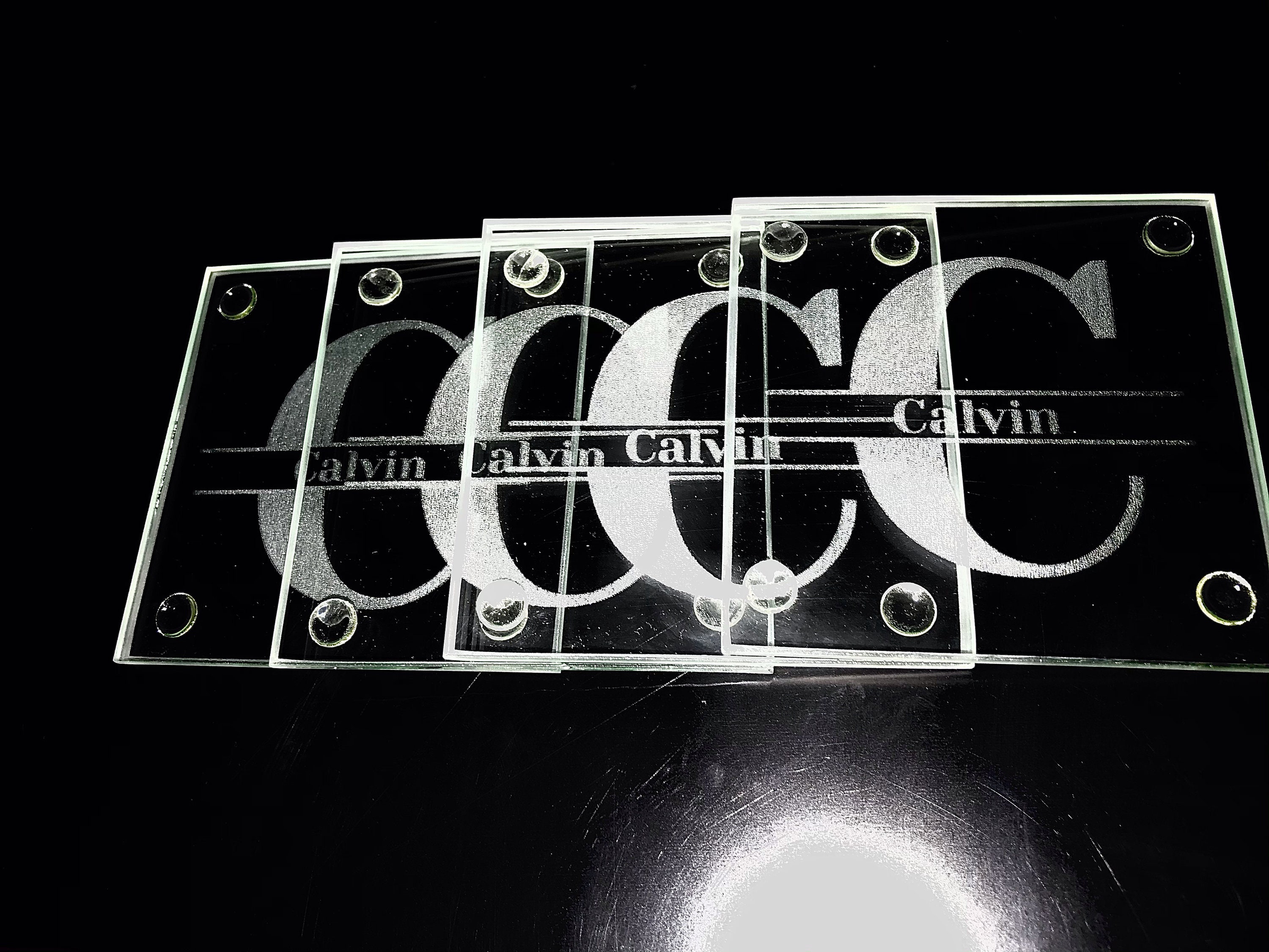 Personalized Glass Coasters Set of 4, Engraved Coasters, Custom ...
