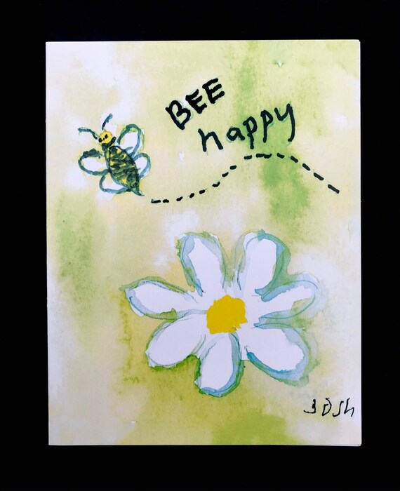 Floral bee Happy Encouragement Card : Multipurpose - Etsy