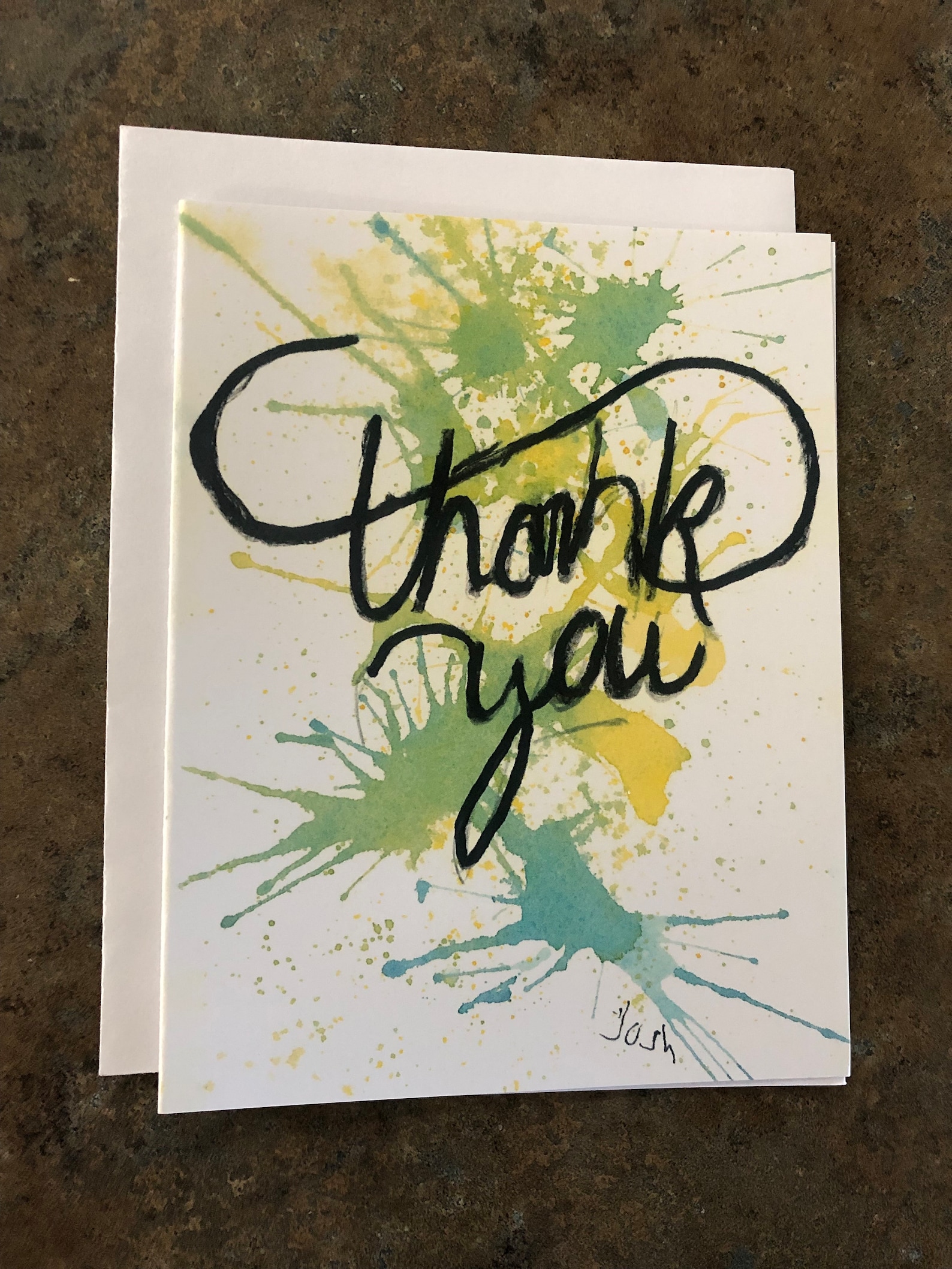 Thank You Card : Paint Splatter Abstract Hand Painted Watercolor ...