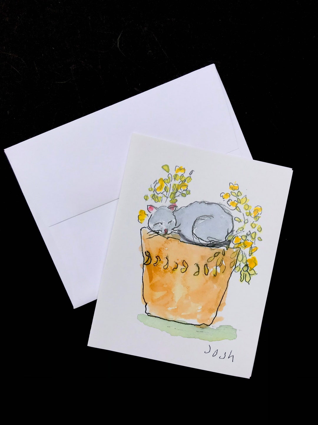 Cat Nap Greeting Card : Multipurpose Hand Painted Watercolor Greeting ...