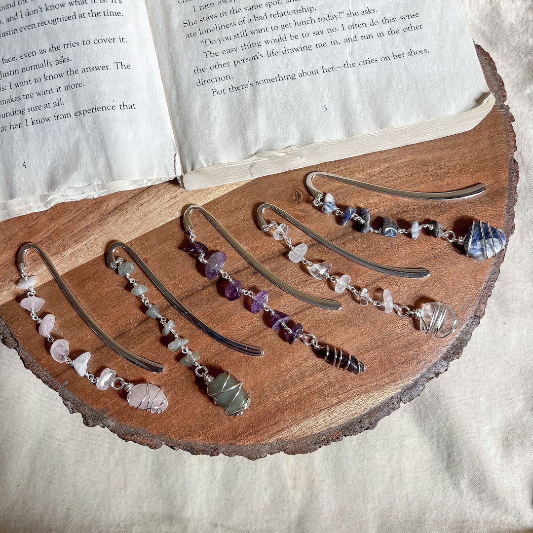 Silver Chained Crystal / Gemstone / Stone Bookmark - Etsy