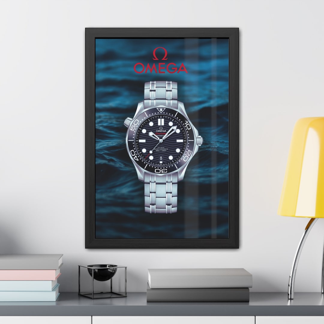 Omega Seamaster Black Dial Poster Framed 16x24 Inches - Etsy