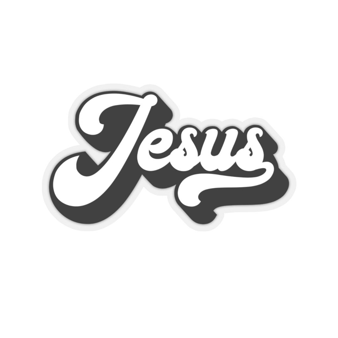 Christian Jesus Retro Text Sticker - Etsy