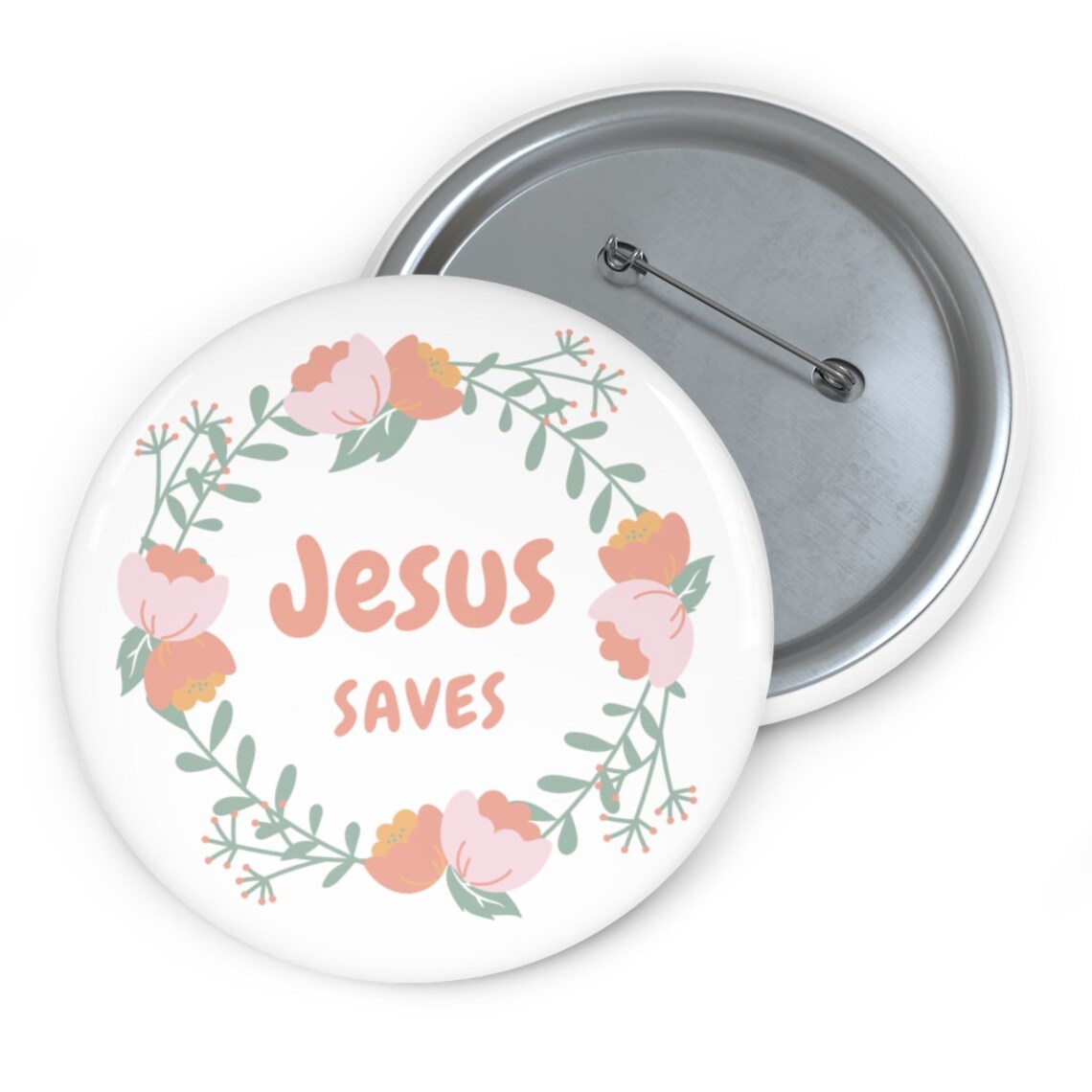 Jesus Saves Floral Pin Buttons | Etsy