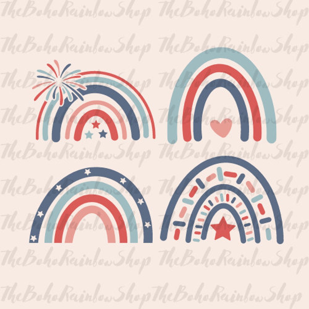 Boho 4th of July Rainbow Svg,rainbow Svg,png,dxf,kids,shirts,cut Files ...