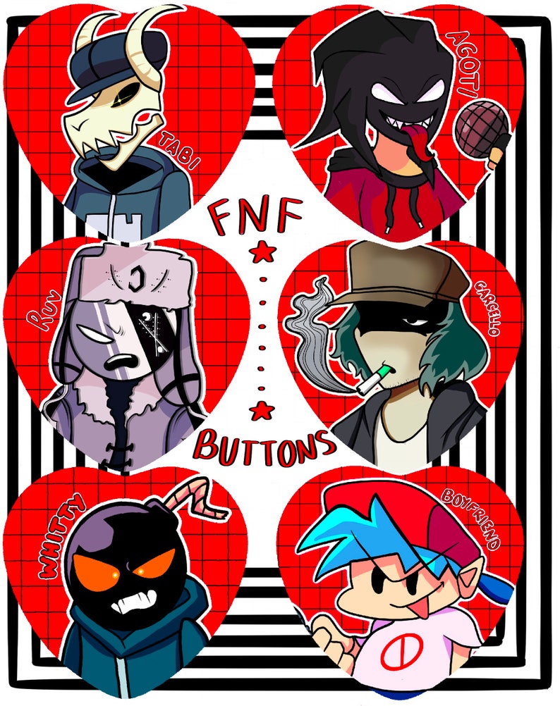 Friday Night Funkin Button Pins | Etsy Canada