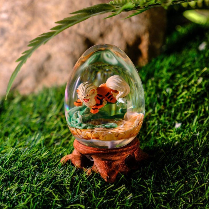 Loyal Arcanine Pokemon Resin Lamp Egg, Fire Type Dog Pokemon Art Night ...
