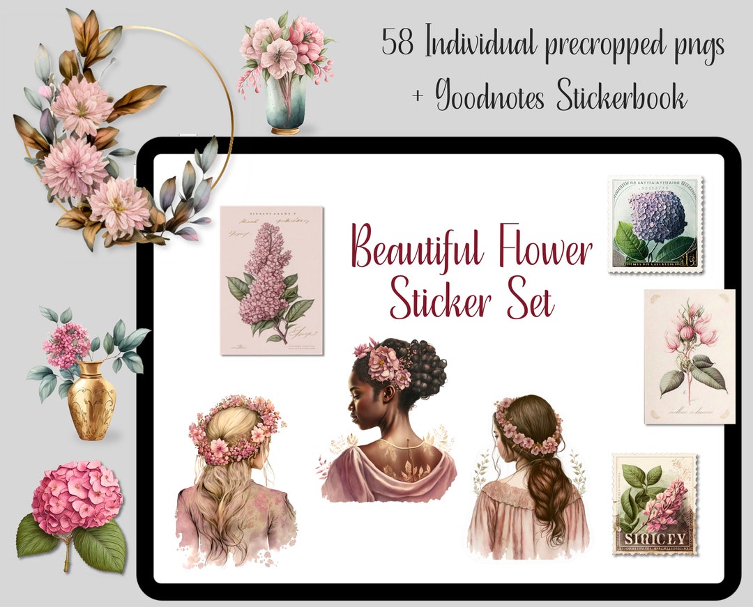 Romantic Flowers / Digital Sticker / Precropped Pngs / Goodnotes ...
