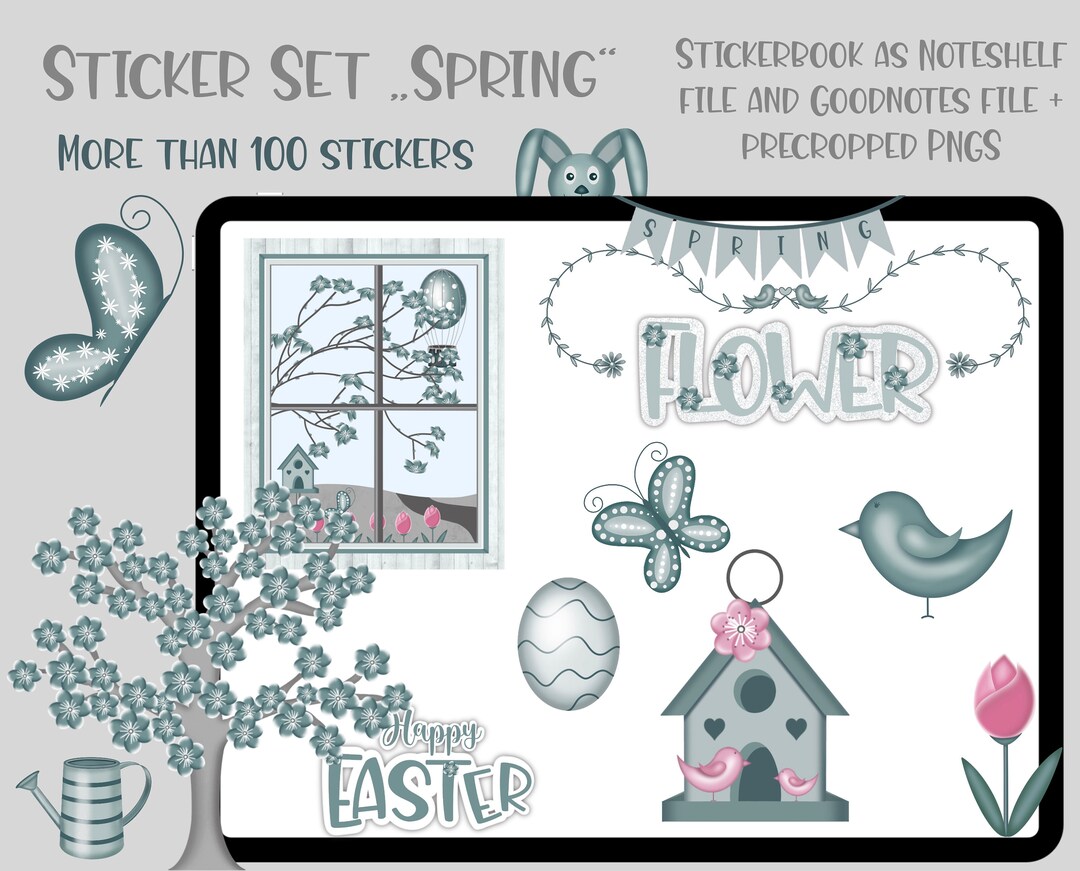 Printemps / Autocollants numériques / Dessinés à la main / Goodnotes ...