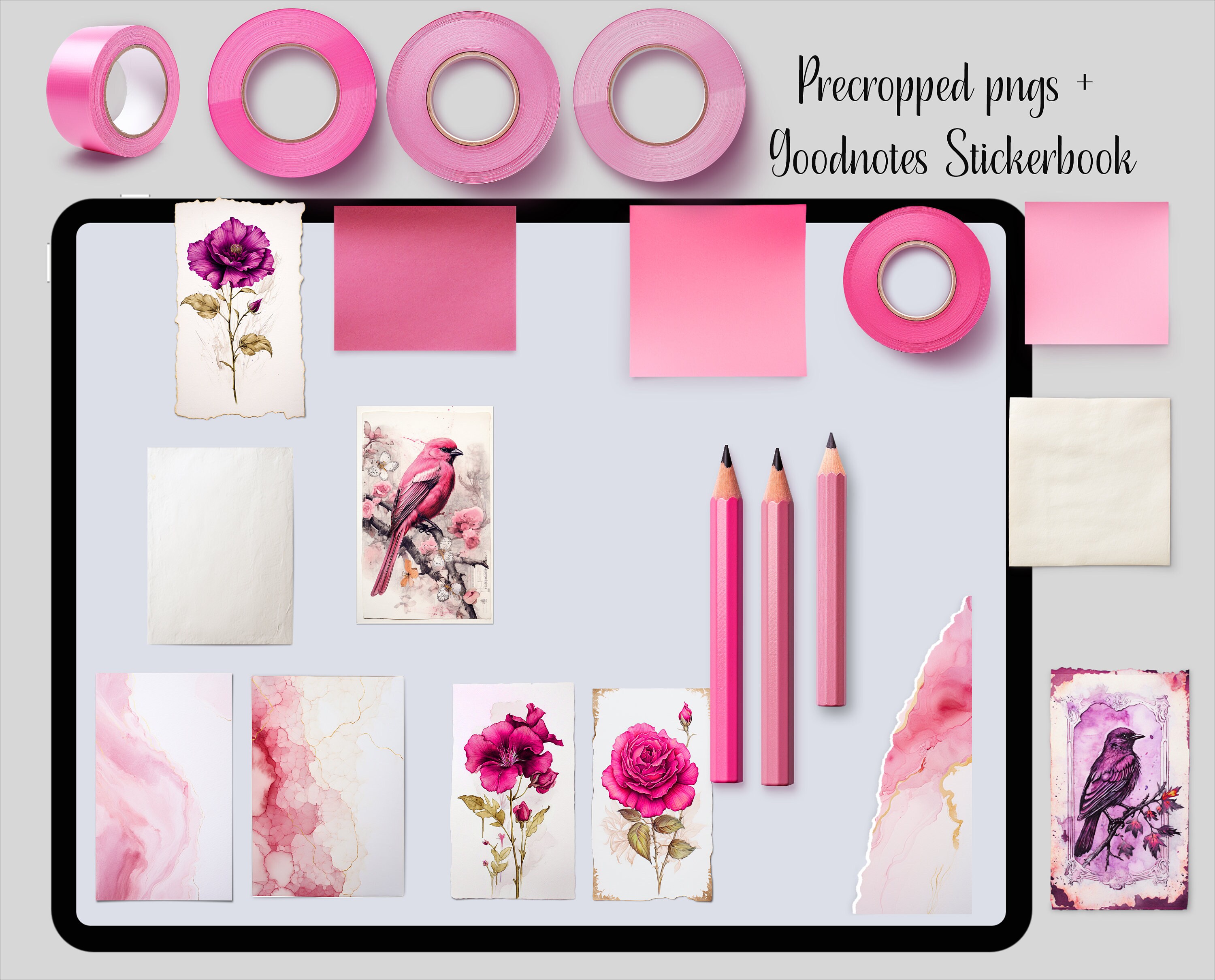 Pretty Pink / Digital Sticker / Realistic Dashboard Sticker / for ...