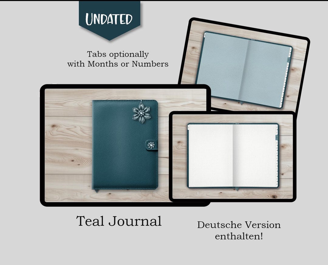 Teal Journal Undated / Notebook / Realistic Digital Journal / for E.g ...