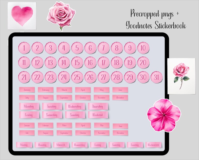 Pretty Pink / Digital Sticker / Realistic Dashboard Sticker / for ...
