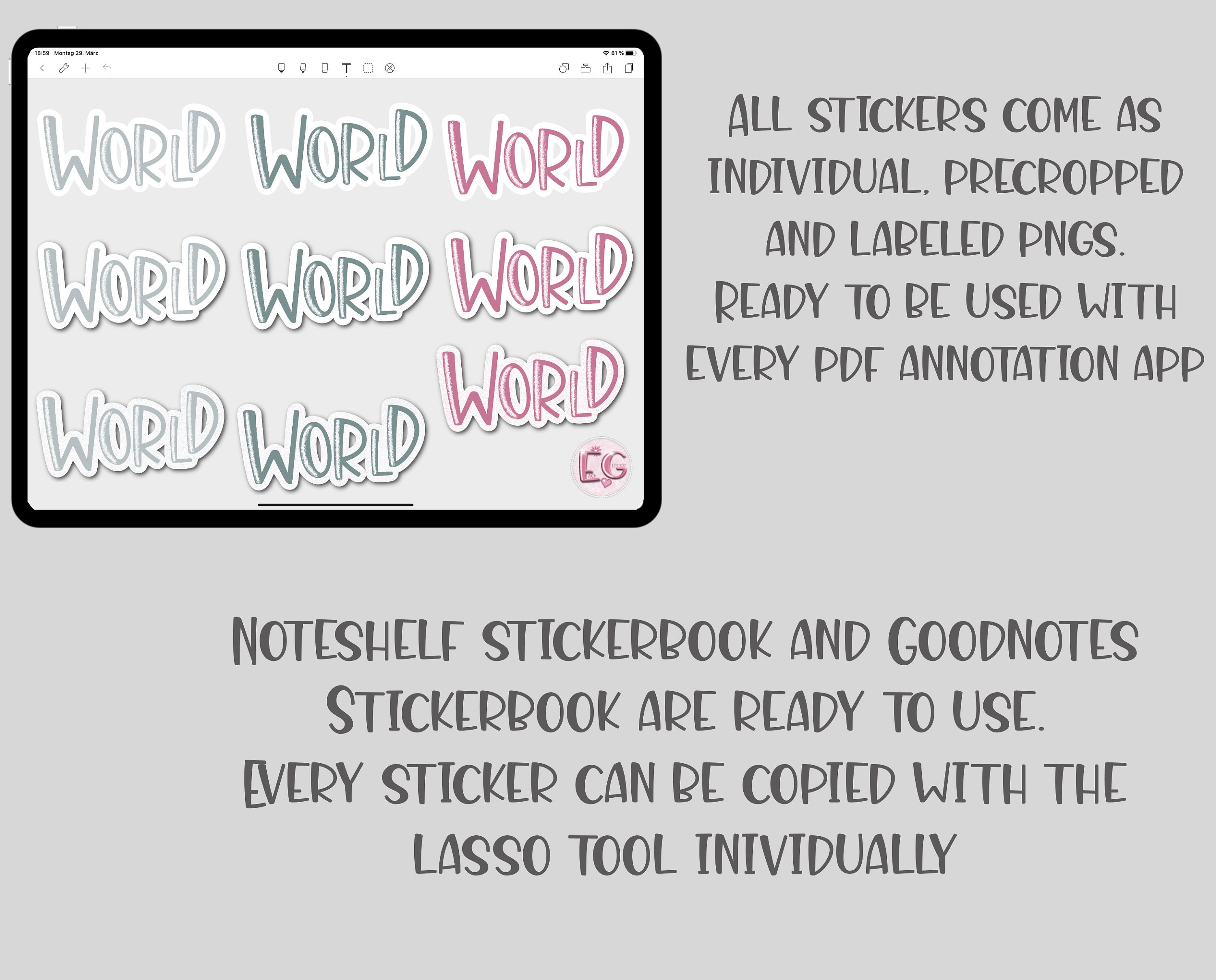 World / Digital Stickers / World Map / Hand Drawn / Goodnotes ...