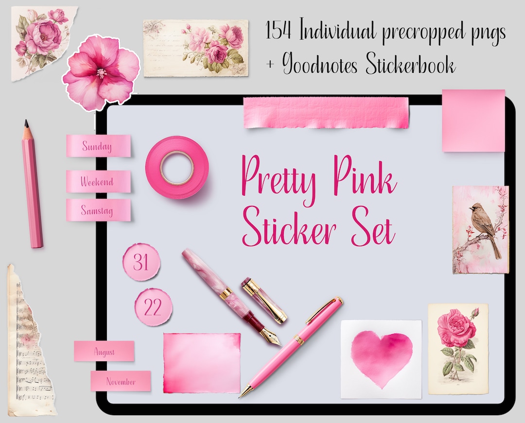 Pretty Pink / Digital Sticker / Realistic Dashboard Sticker / for ...