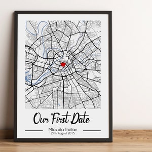 Custom Where We Met Print Personalised Map Wedding Prints 1 Year Paper ...