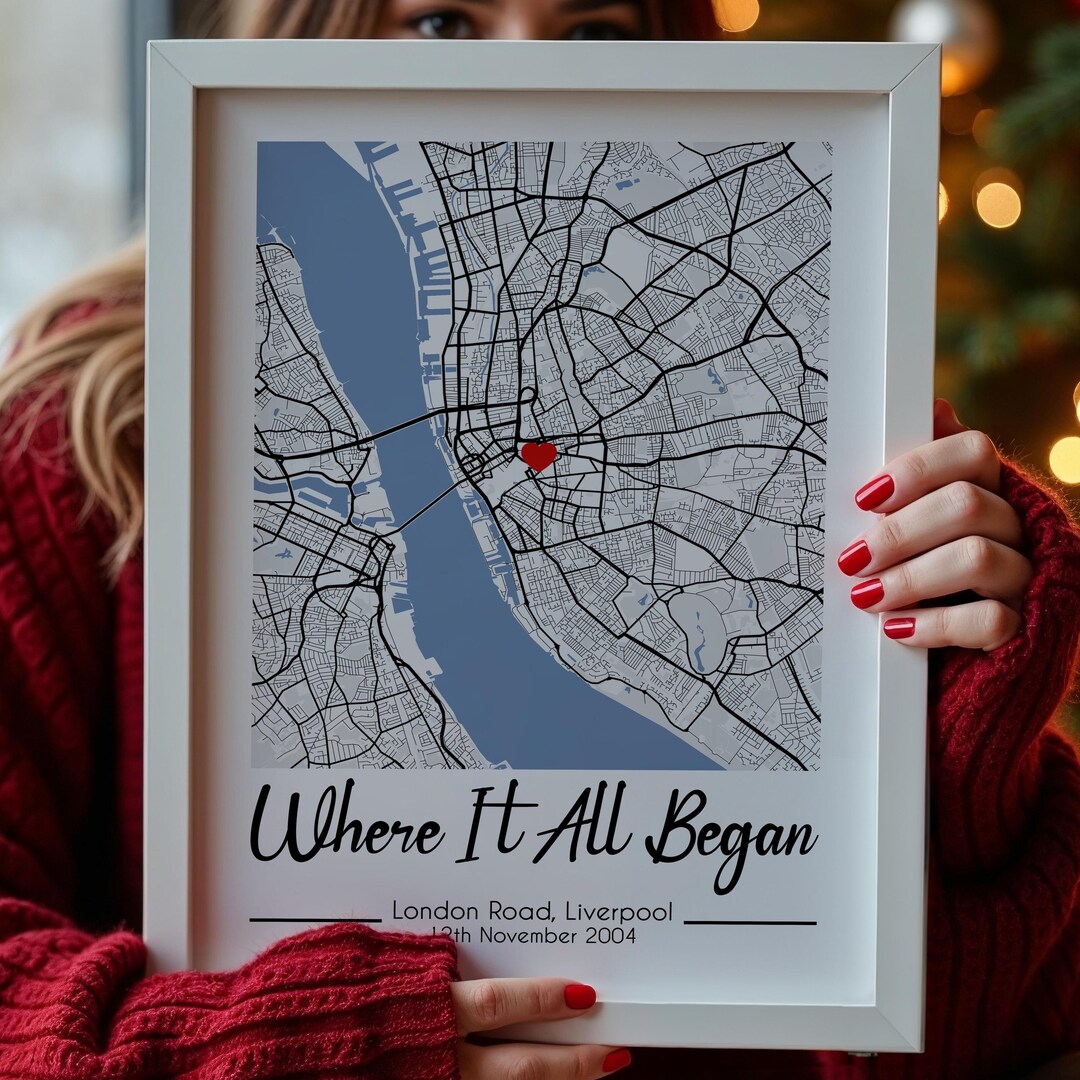 Custom Where We Met Print | Personalised Map Wedding Prints | 1 Year ...