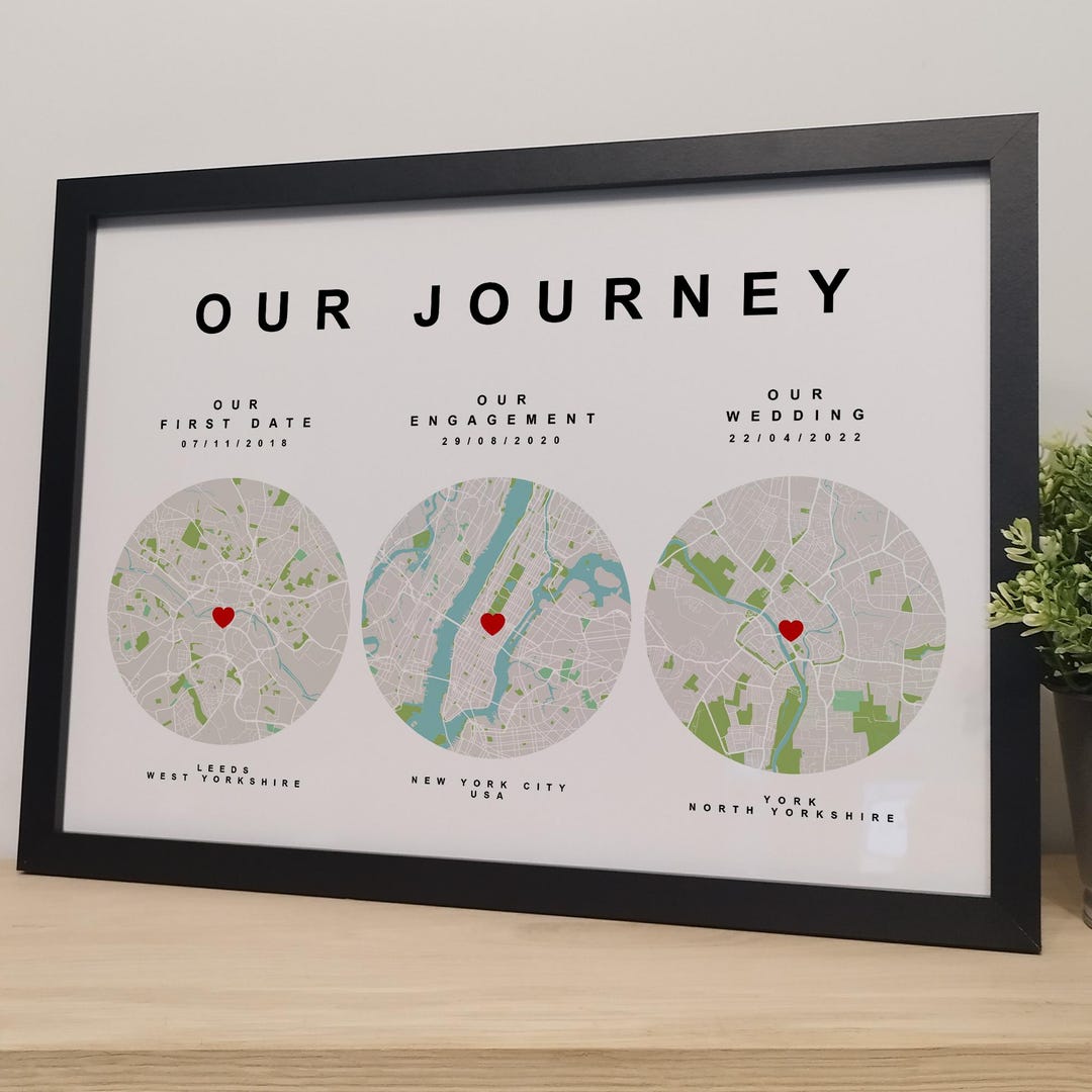 Custom Where We Met Map Print | Personalised Paper Anniversary Wall Art ...